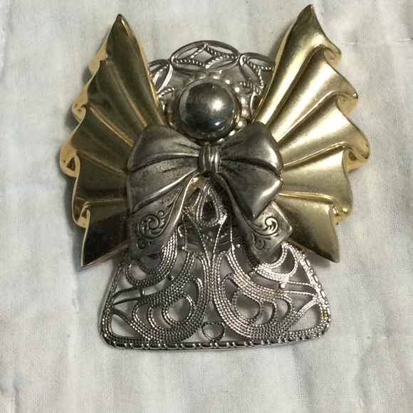 Jewelry | 25 X 25 Angel Brooch In Silver And Gold | Poshmark